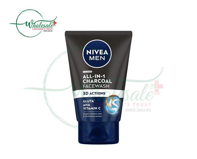 NIVEA MEN ALL IN ONE CHARCOAL FACE WASH 100GM